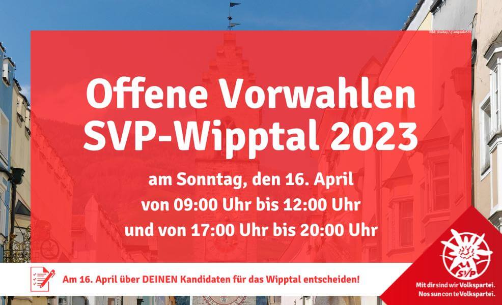 Alle Infos zu den offenen Vorwahlen im Wipptal am 16. April!